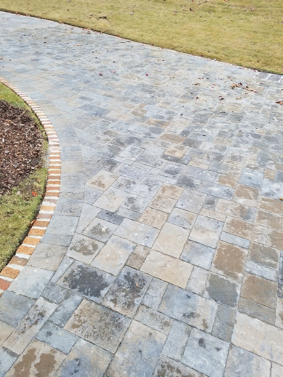 Travertine Driveway and Sidewalk installed